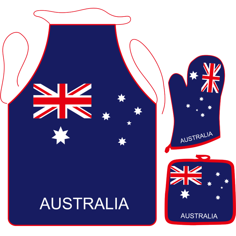 Australian Souvenir Ketchen Set (Apron, Glove & Mit) - Flag Design ...